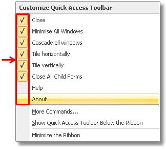 Using ExWeb Quick Access Toolbar Customisation