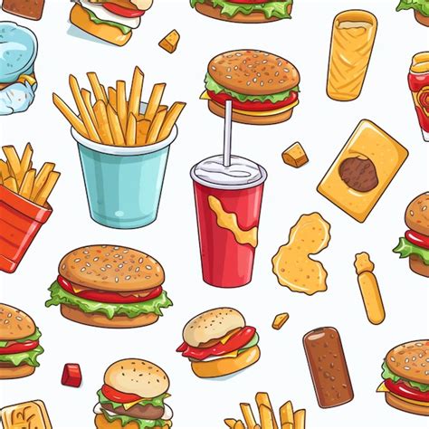 패스트푸드 만화 터 프리미엄 벡터