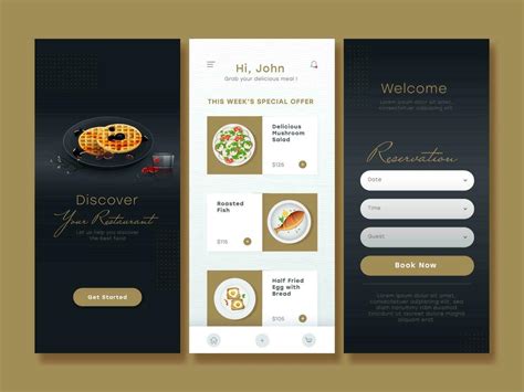 Set Of UI UX GUI Screens Including Sign In Menu Reservation For Restaurant 23323677 Vector