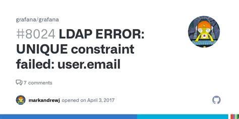 Ldap Error Unique Constraint Failed Useremail · Issue 8024