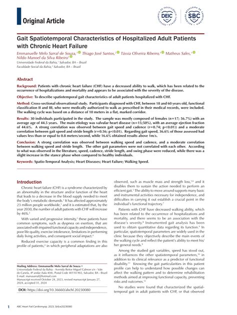 Pdf Gait Spatiotemporal Characteristics Of Hospitalized Adult