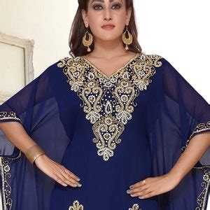 Women Dark Blue And Gold Kaftan Dress For Women Moroccan Caftan Farasha
