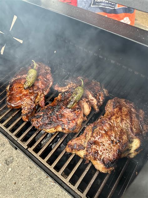 Side Fire Box Grilled Ribeye Steaks Char Griller