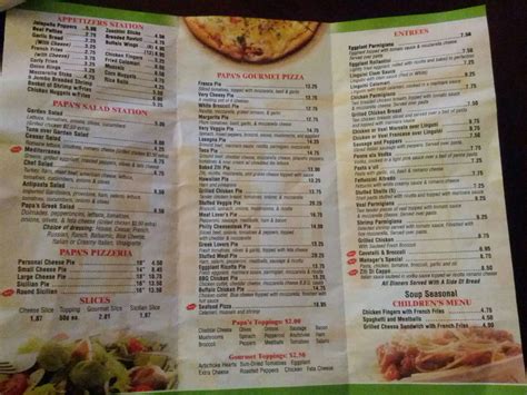 Menu At Papas Pizzeria Bogota