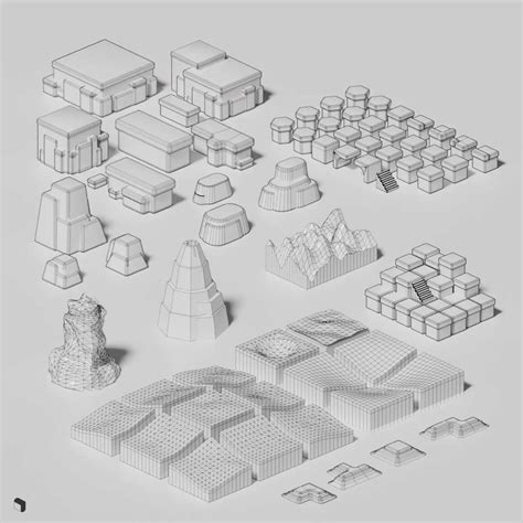 3d Model Low Poly Modular Terrains Toffu Co