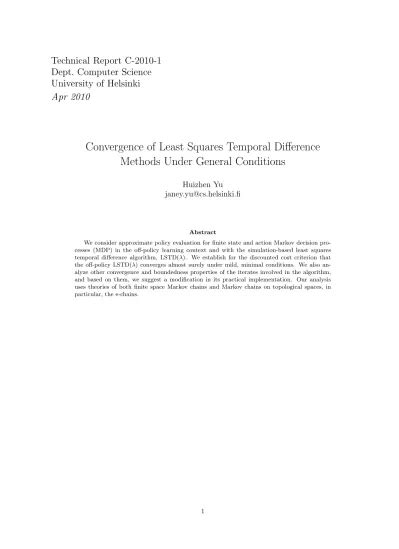 Convergence Of Least Squares Temporal Difference Methods Under General Conditions