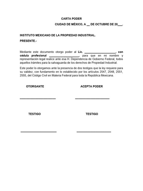 Carta Poder Impi Formato Pdf