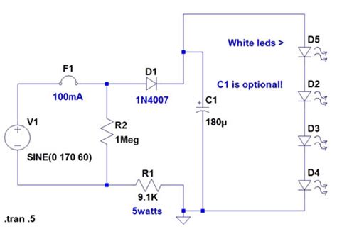 120 Volt 4 Led Light Circuit Schematic Diagram Next Electronics