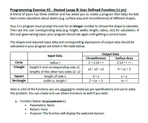 Solved Programming Exercise 2 Nested Loops And User Defined