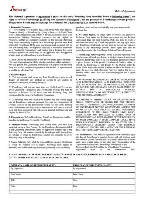 Referral Agreement 50 Free Templates And Guidelines Blue Layouts