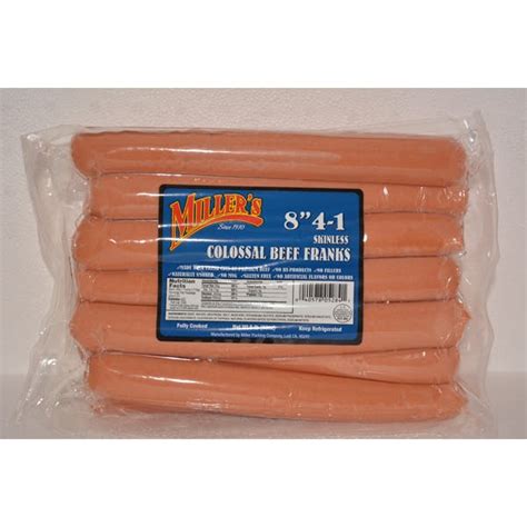 Millers Beef Frankfurters 8 Inch Franks 41 Us Foods Chefstore