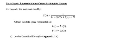 Solved State Space Representations Of Transfer Function