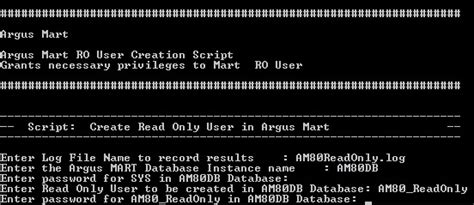 Creating The Argus Mart Database Structure