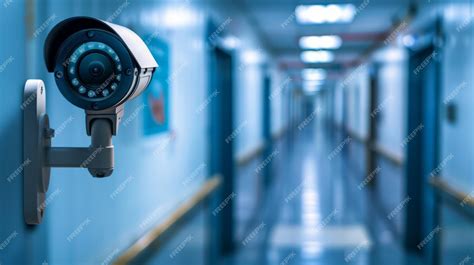 A Cctv Camera Installed In An Office Corridor Monitoring Employee And Visitor Movements For