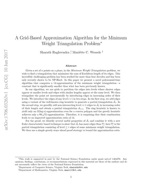 A Grid Based Approximation Algorithm For The Minimum Weight