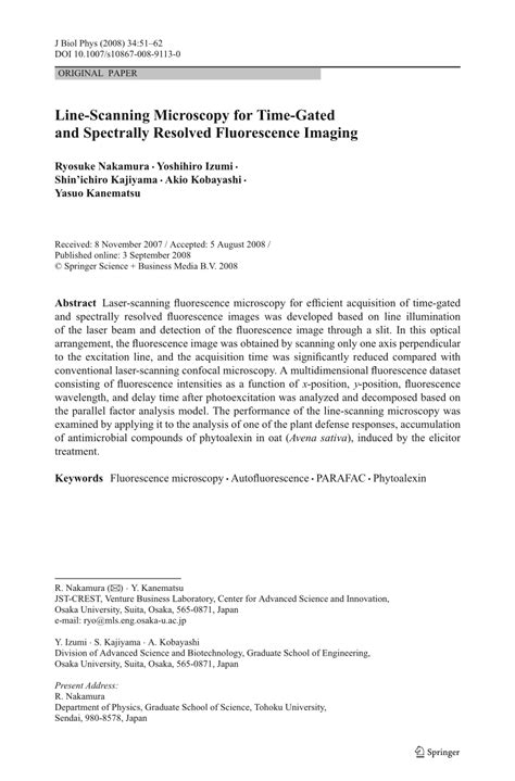 Pdf Line Scanning Microscopy For Time Gated And Spectrally Resolved Fluorescence Imaging