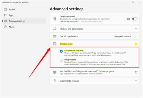 Change Windows Subsystem for Android Focus Behavior - Geek Rewind