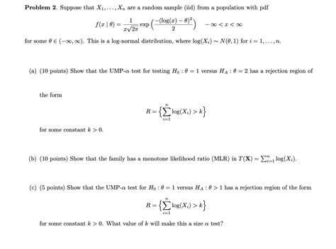 Solved Problem Suppose That X Dots Xn Are A Random Chegg