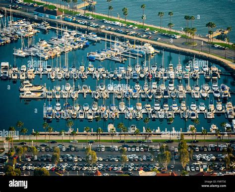 Aerial View Downtown Long Beach Boat Marina Long Beach Los Angeles