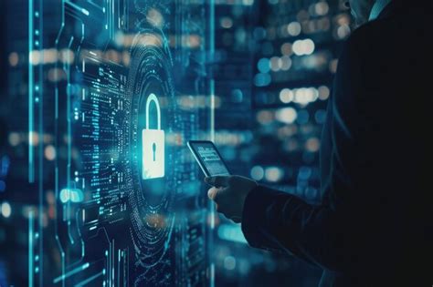 Premium Photo Businessman Securing Data On Laptop With Cybersecurity Network Technology