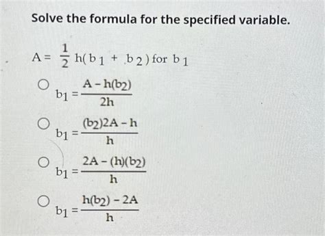 solved solve the formula for the specified variable