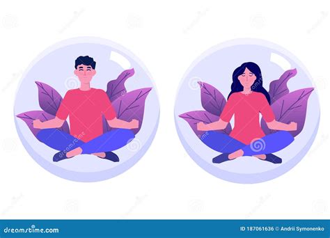 Personal Space Introvert Concept Meditation Stock Vector