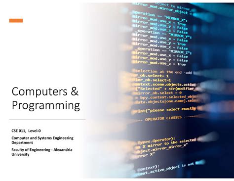 Lecture 1 Computers And Programming Cse 011 Level Computer And