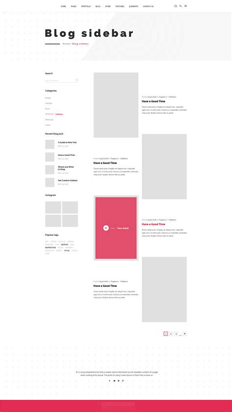 1989网站博客侧边栏展示页面psd模板