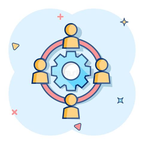 Vector Cartoon Outsourcing Collaboration Icon In Comic Style People