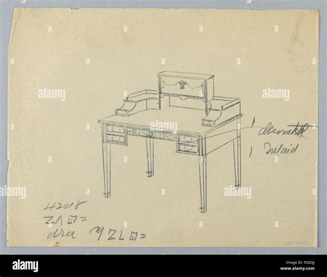 Drawing Tracing Of Design For Rectangular Writing Table With Decorated Inlay CH