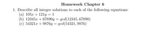 solved homework chapter 6 1 describe all integer solutions