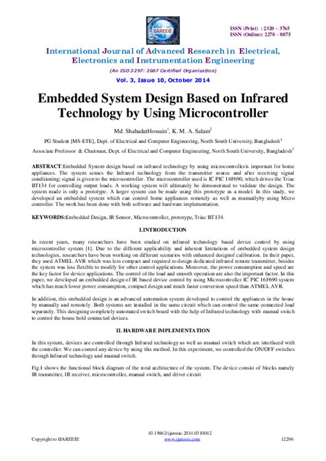 Pdf Embedded System Design Based On Infrared Technology By Using