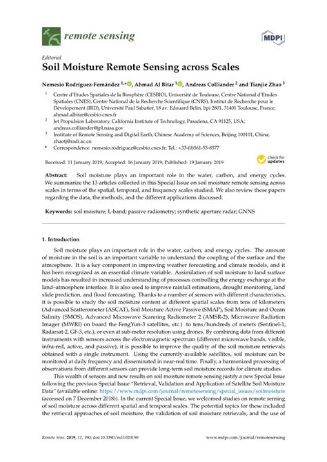 PDF Soil Moisture Remote Sensing Across Scales