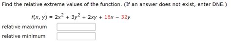 solved find the relative extreme values of the function if