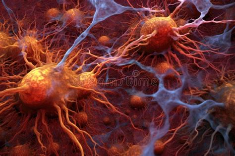 Intricate Network Of Neurons In Microscopic View Stock Illustration