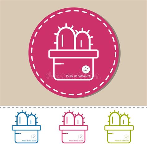 Cactus Do Not Touch Design Colorful Vector Illustration Isolated On