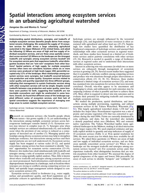Pdf Spatial Interactions Among Ecosystem Services In An Urbanizing