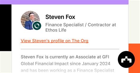 Steven Fox Finance Specialist Contractor At Ethos Life The Org