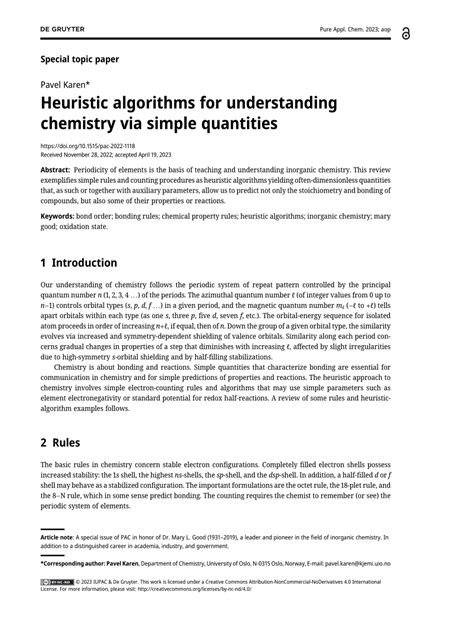 Pdf Heuristic Algorithms For Understanding Chemistry Via Simple