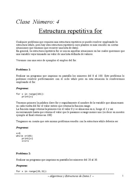Clase 4 Pdf Python Lenguaje De Programación Algoritmos