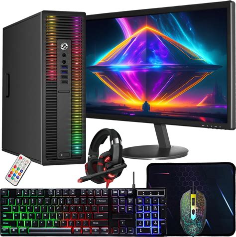 HP ProDesk Desktop RGB Lights Computer Intel Core I5 4570 3 2 GHz 8GB RAM 256GB SSD 22 Inch