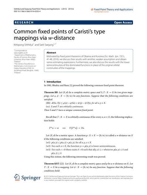 Pdf Common Fixed Points Of Caristis Type Mappings Via W Distance