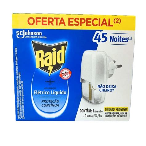 Repelente Elétrico Líquido Raid Aparelho Refil Sem Cheiro 32 9ml