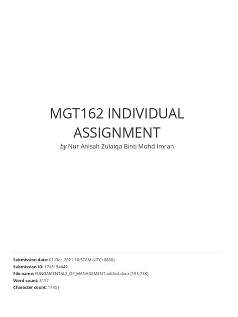 Mgt162 Individual Assignment Pdf