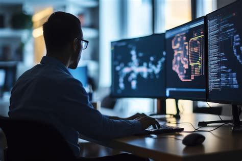 Premium Photo Close Up Of Innovative Software Engineer At Work