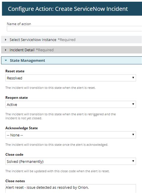 Create A ServiceNow Incident In The SolarWinds Platform
