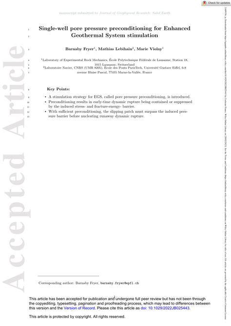 Pdf Single‐well Pore Pressure Preconditioning For Enhanced Geothermal System Stimulation
