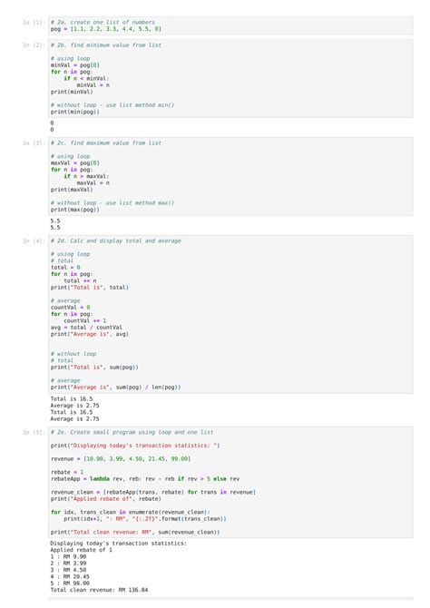 Lab 1 CSC649 Python Lists 0 0 5 5 Total Is 16 Average Is 2 Total Is 16 Average Is 2