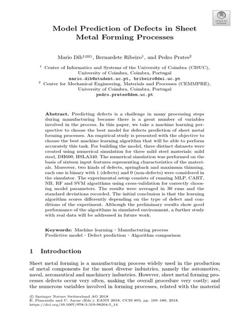 Model Prediction Of Defects In Sheet Metal Forming Processes Pdf