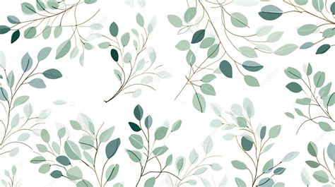 Linear Vector Seamless Pattern Exotic Eucalyptus Leaves And Herb Decorative Texture Background